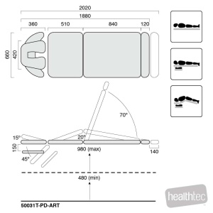 Healthtec SX ART Deluxe Therapy Table with Mid-Lift and Extendable Foot ...